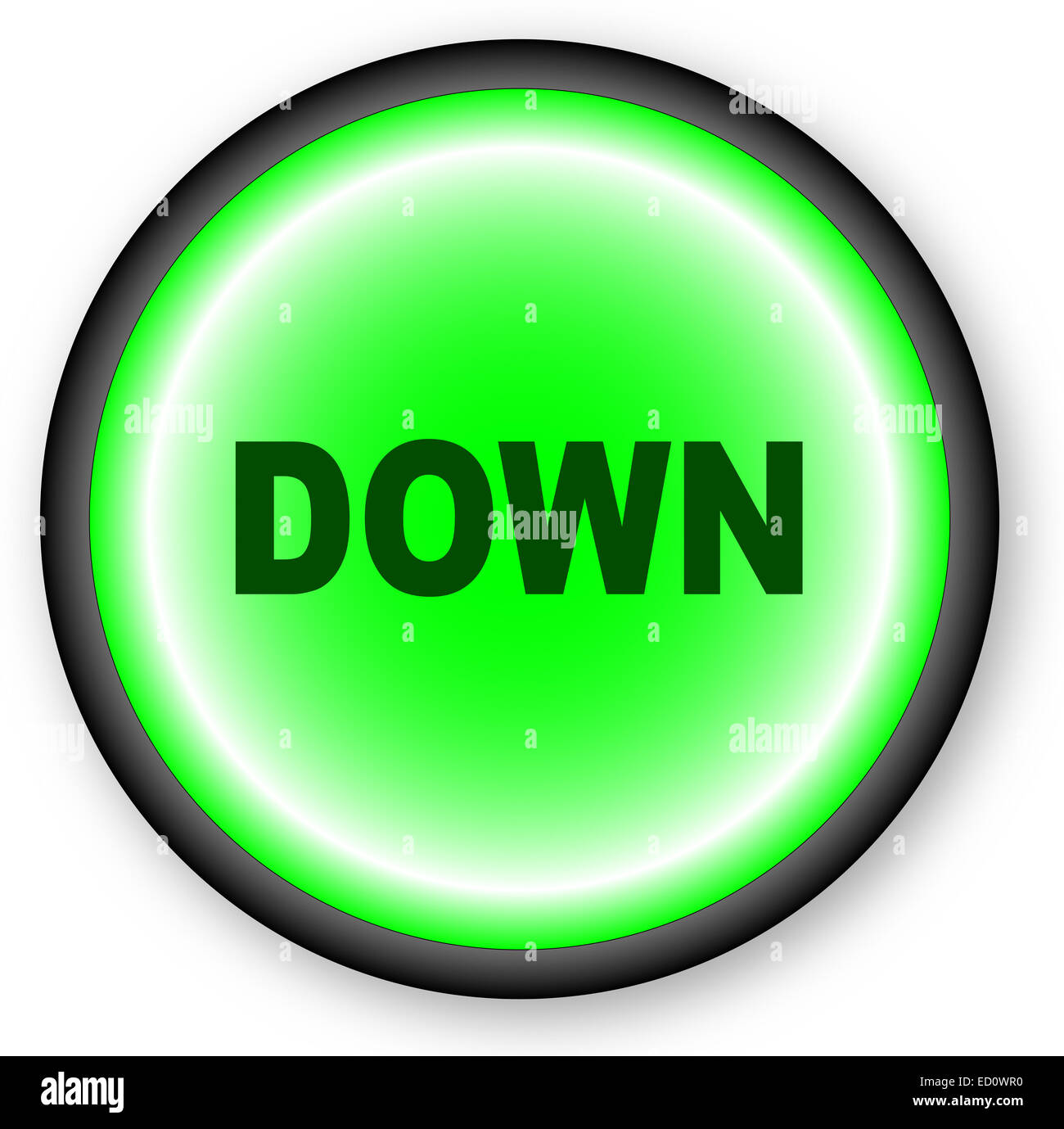 A push button with the text DOWN over a white background Stock Photo ...
