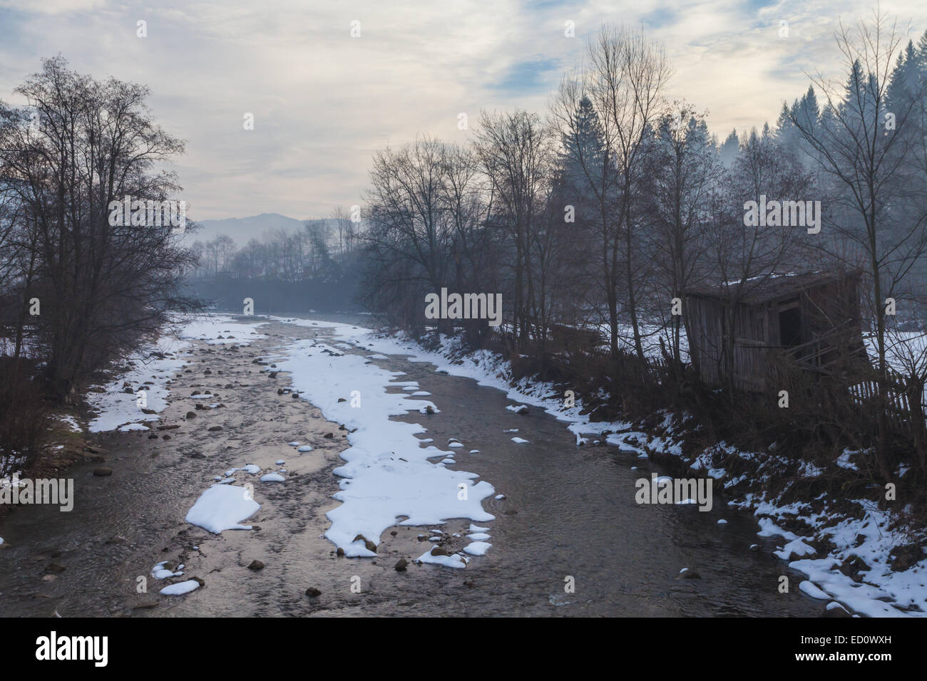 Dramatic Winter Landscape. mountains. fog. the park Stock Photo - Alamy