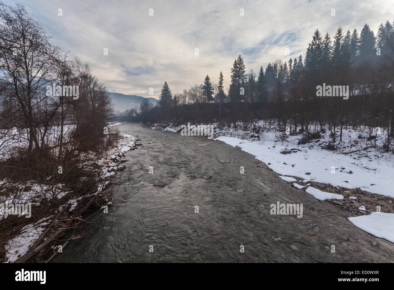 Dramatic Winter Landscape. mountains. fog. the park Stock Photo - Alamy