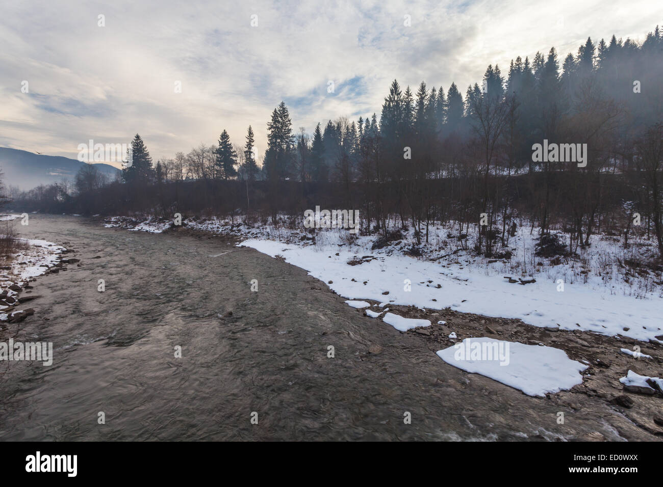 Dramatic Winter Landscape. mountains. fog. the park Stock Photo - Alamy