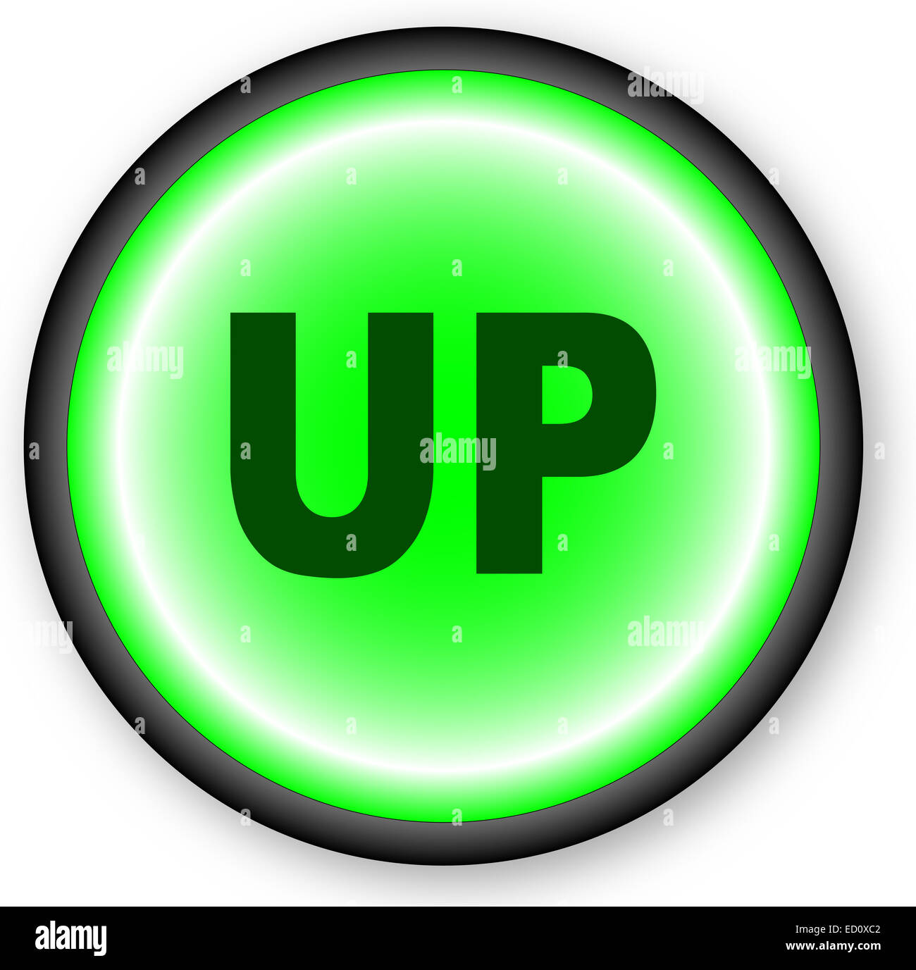 A push button with the text up over a white background Stock Photo - Alamy