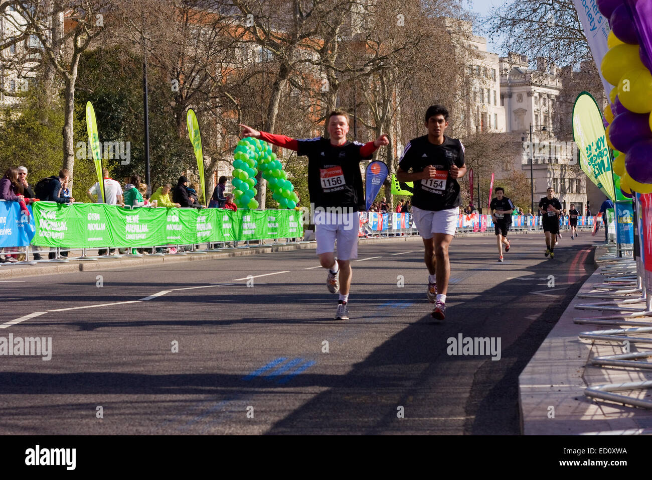 LONDON - APRIL 13: Unidentified children run the London marathon on ...