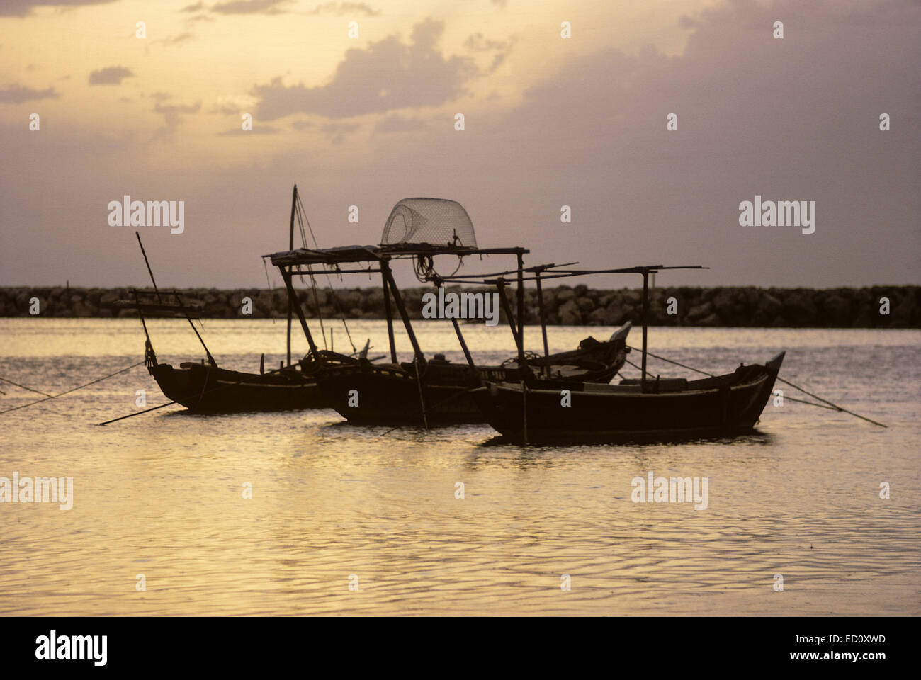 Kuwait June 1968. Small Fishing Boats--one with Fishing Trap on Top ...