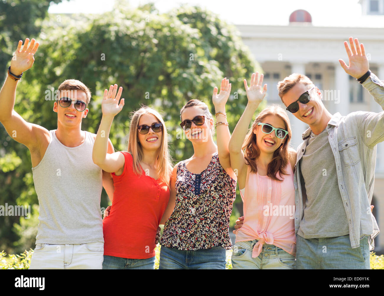 Group of travelers waving hi-res stock photography and images - Alamy