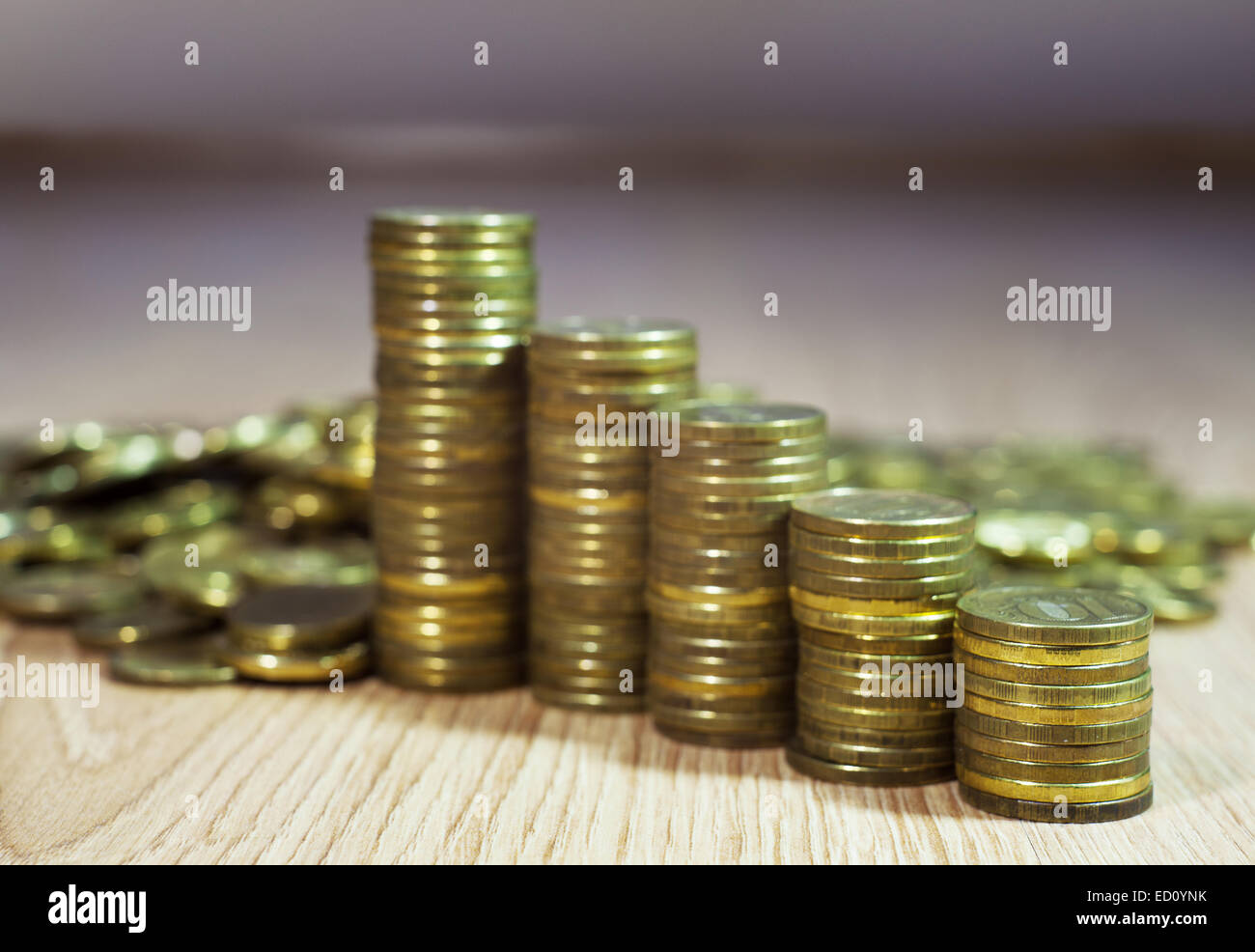 several stacks of russian coins on the floor Stock Photo - Alamy