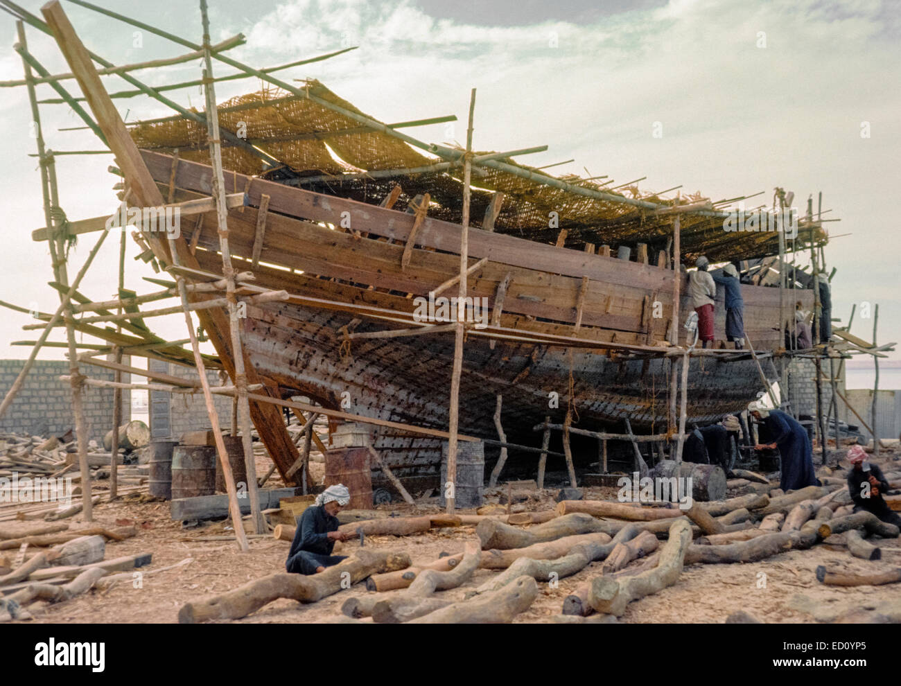 Kuwait April 1967. Kuwaiti Dhow (Boom) under Construction Stock Photo ...