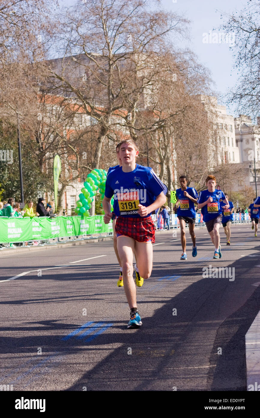LONDON - APRIL 13: Unidentified children run the London marathon on ...