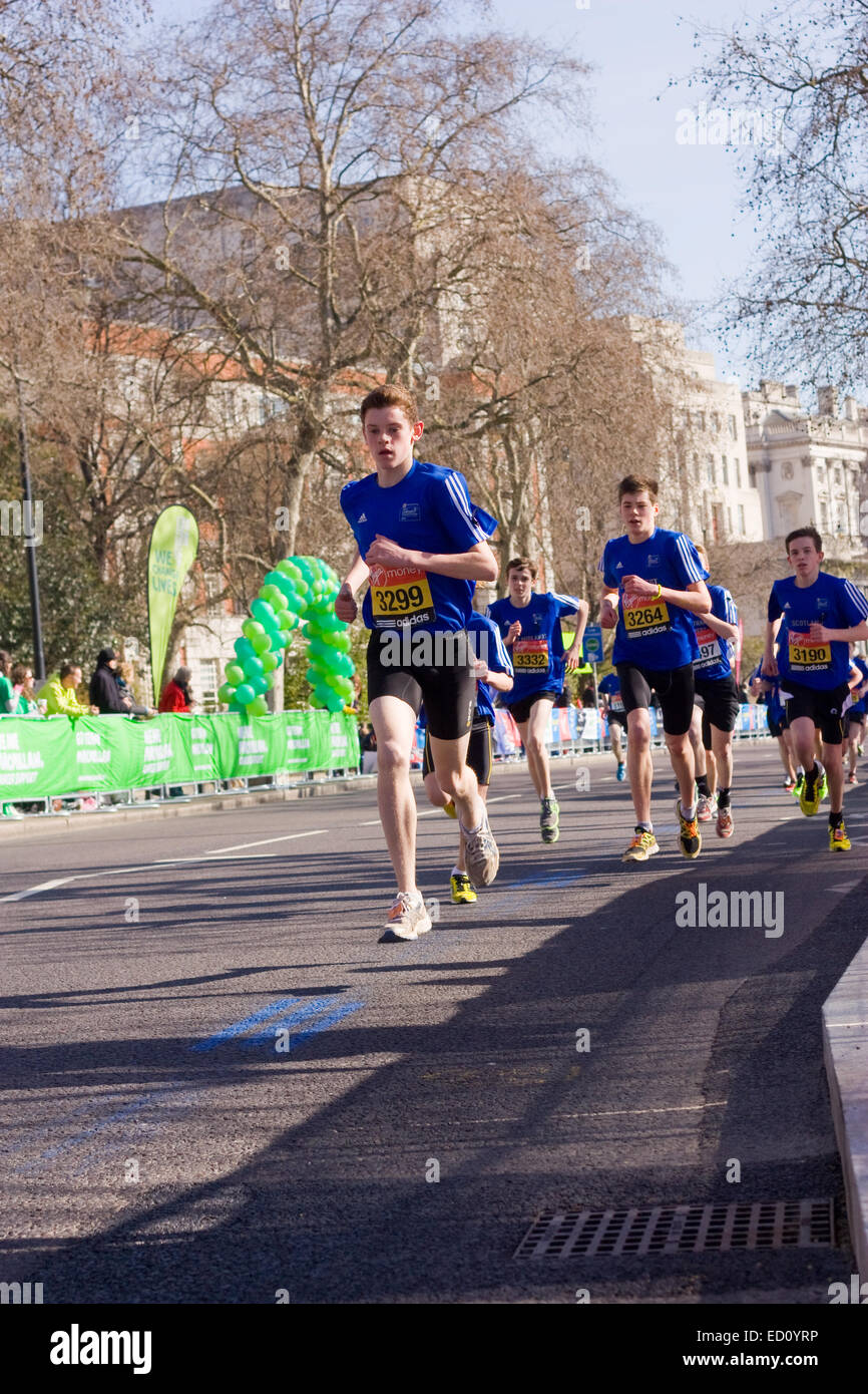 LONDON - APRIL 13: Unidentified children run the London marathon on ...