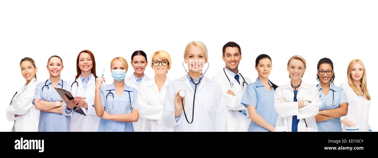team or group of female doctors and nurses Stock Photo - Alamy