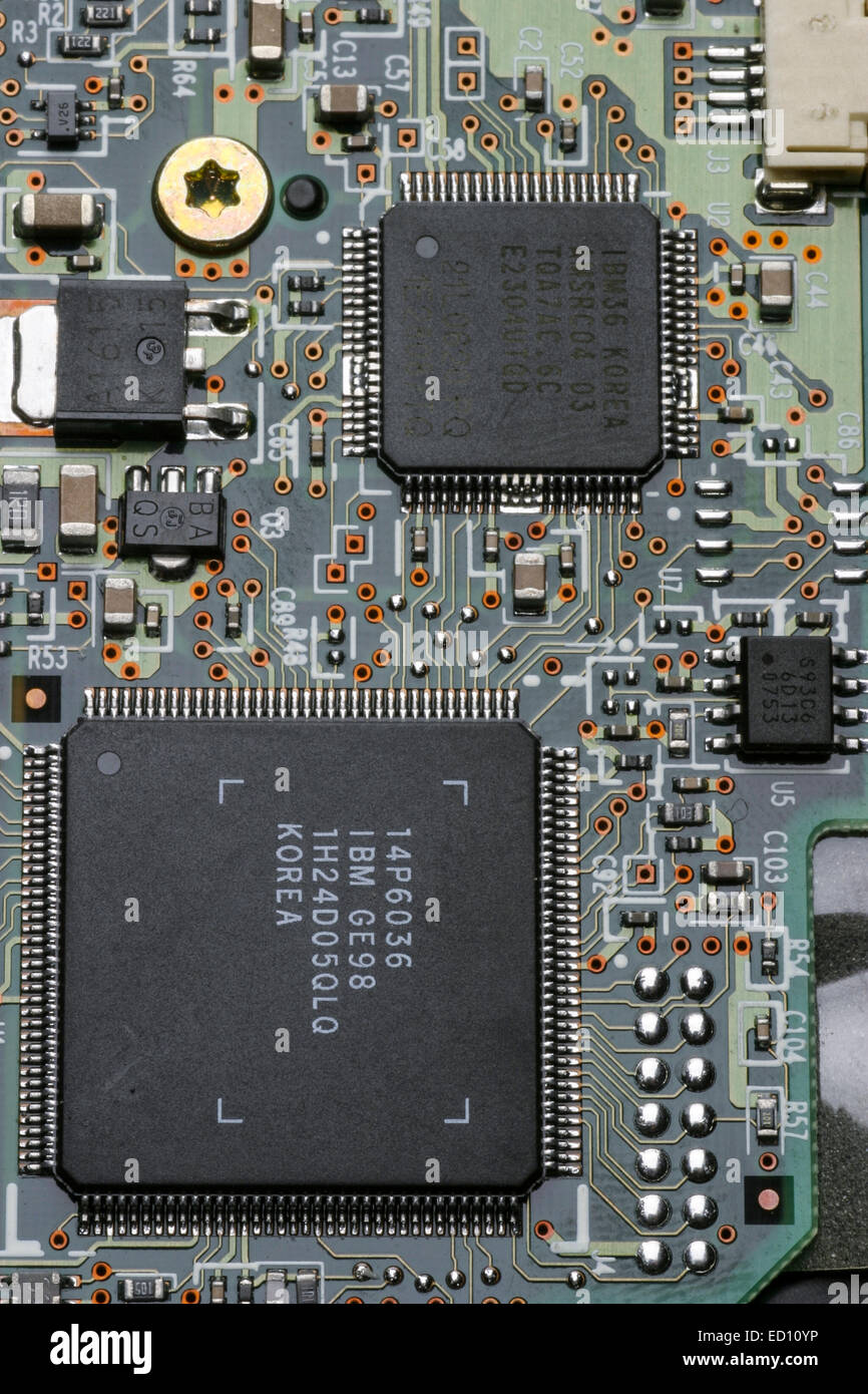 inside a computer hard drive, circuit boards, platters, disks Stock ...