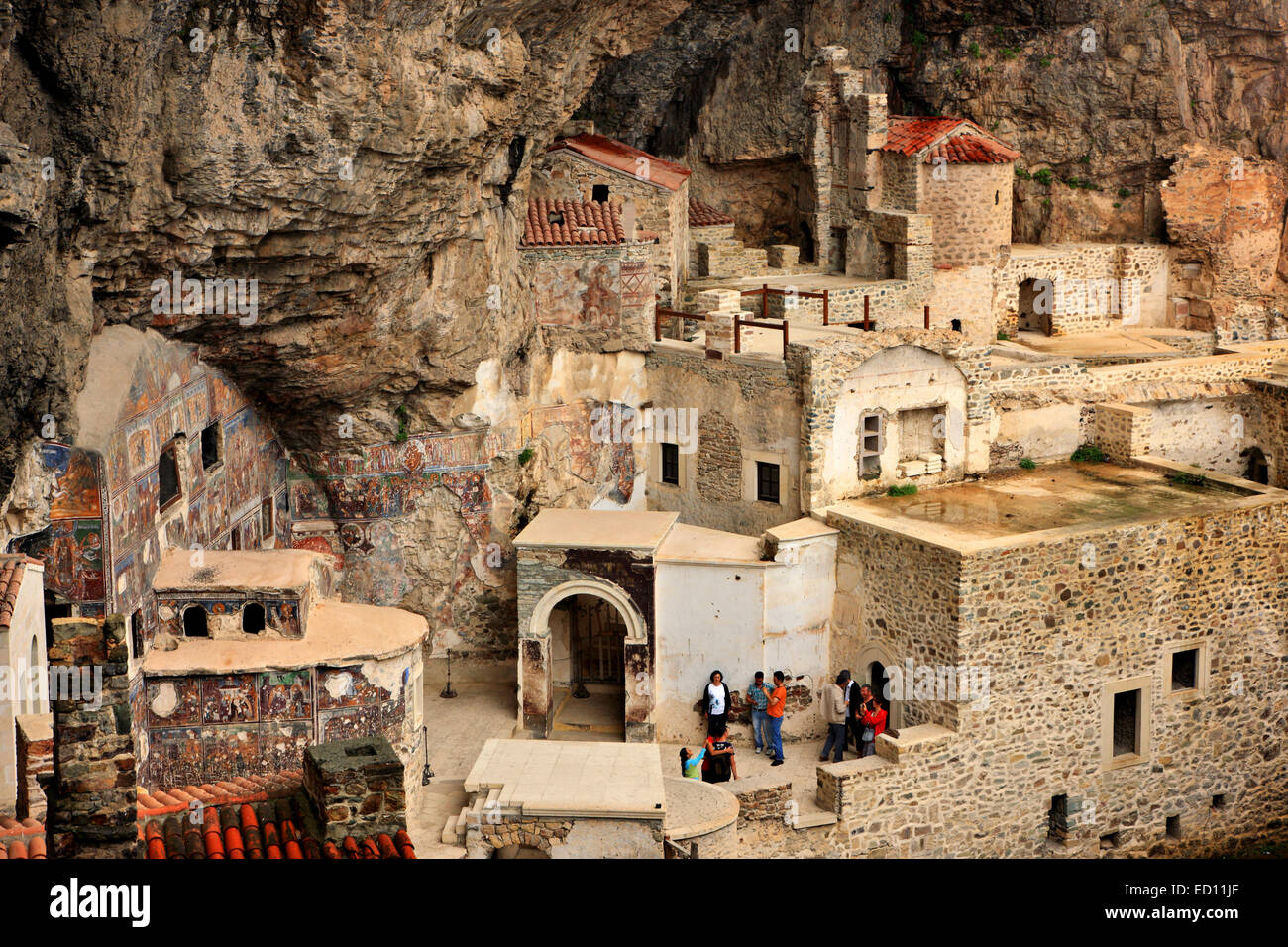"Inside" view of the courtyard of Sumela Monastery, after the main ...