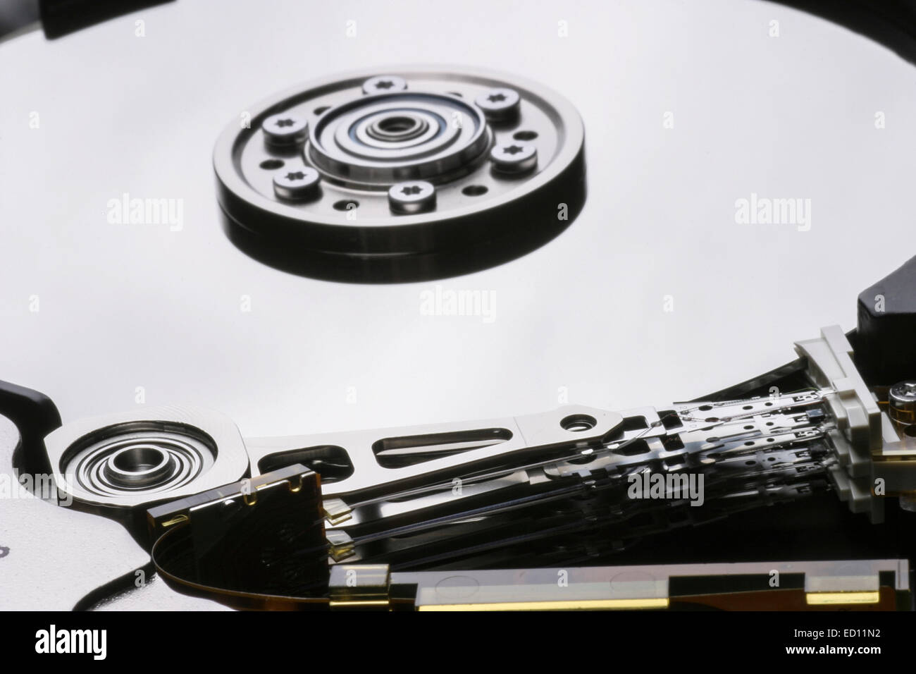 inside a computer hard drive, circuit boards, platters, disks Stock ...