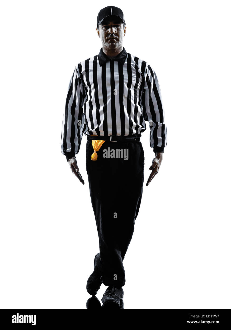 american football referee gestures tripping in silhouette on white ...