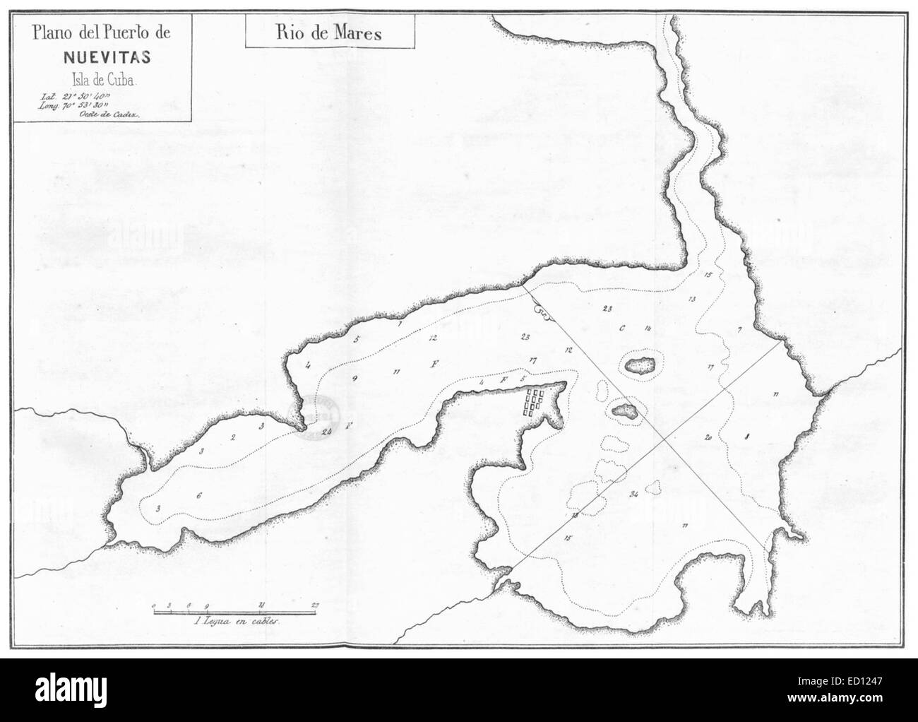 A map of the Puerto de Nuevitas port on Isla de Cuba, showcasing the ...
