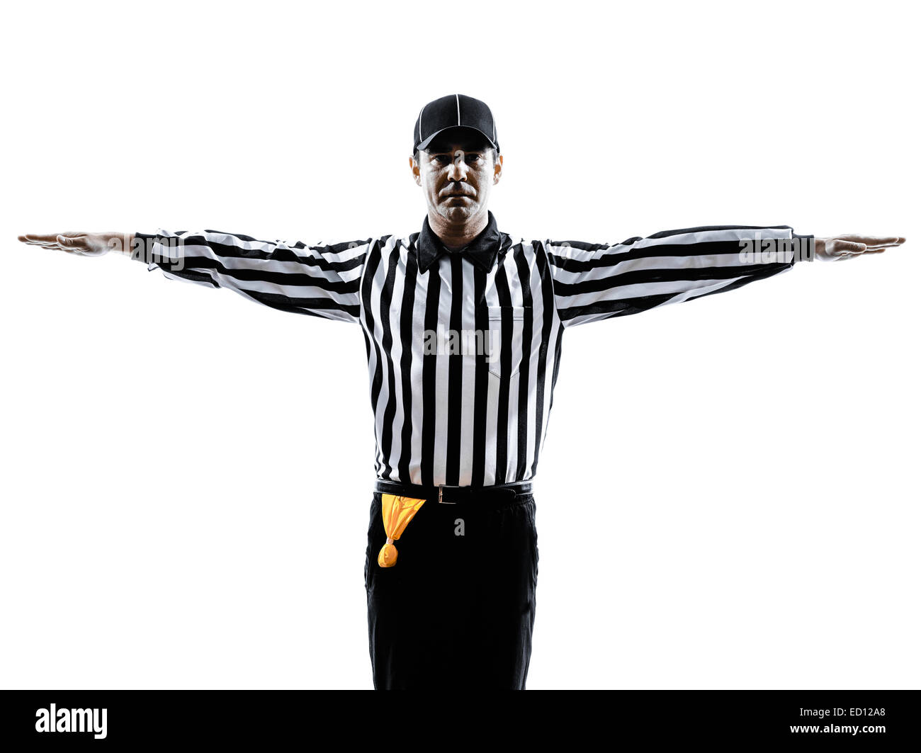 american football referee gestures in silhouette on white background ...