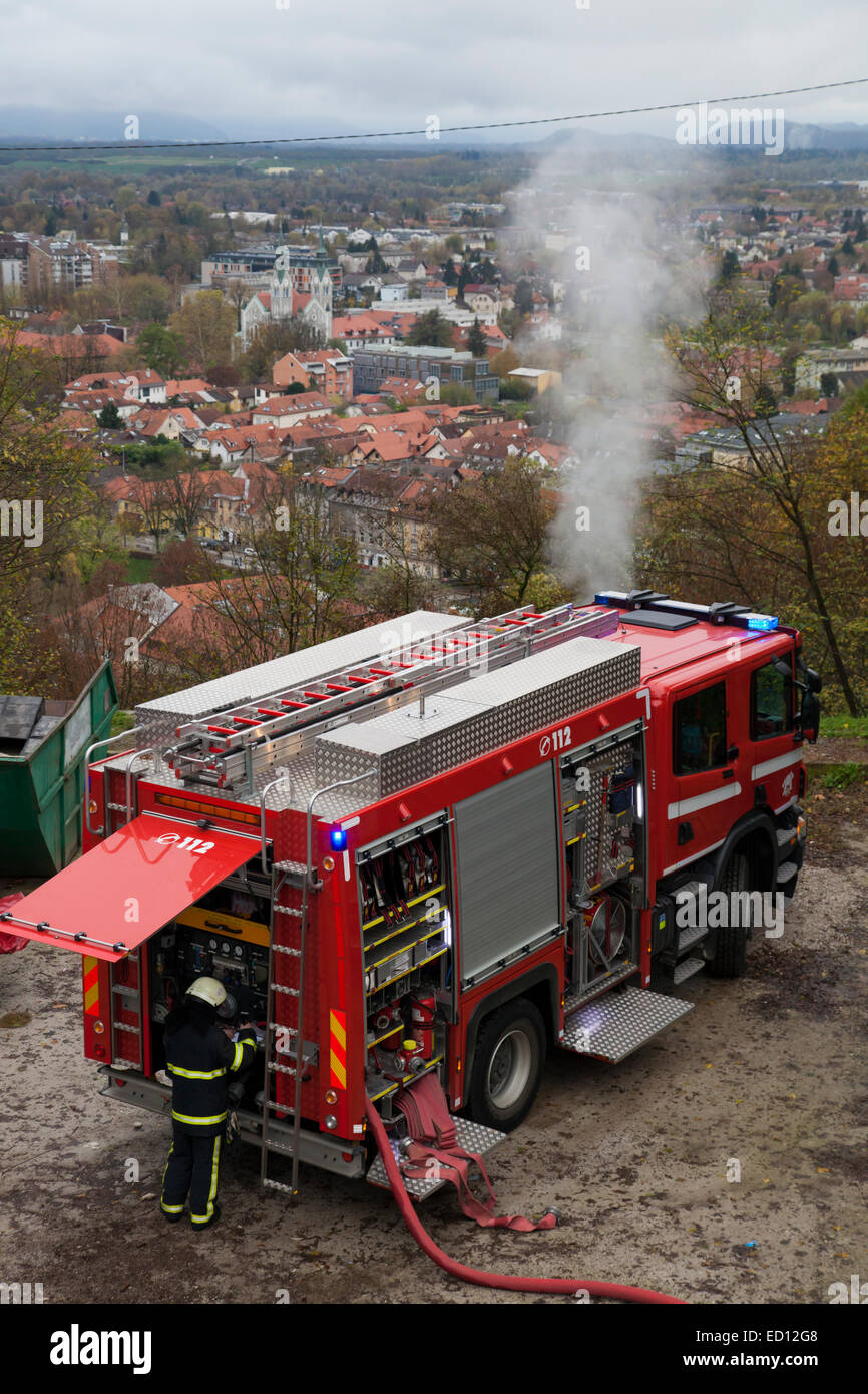 Rescue equipment, tool of fire-fighting truck Stock Photo - Alamy
