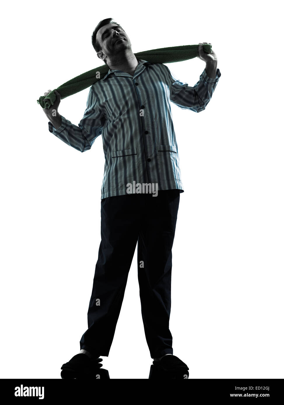 Adult man stretching in Cut Out Stock Images & Pictures - Alamy