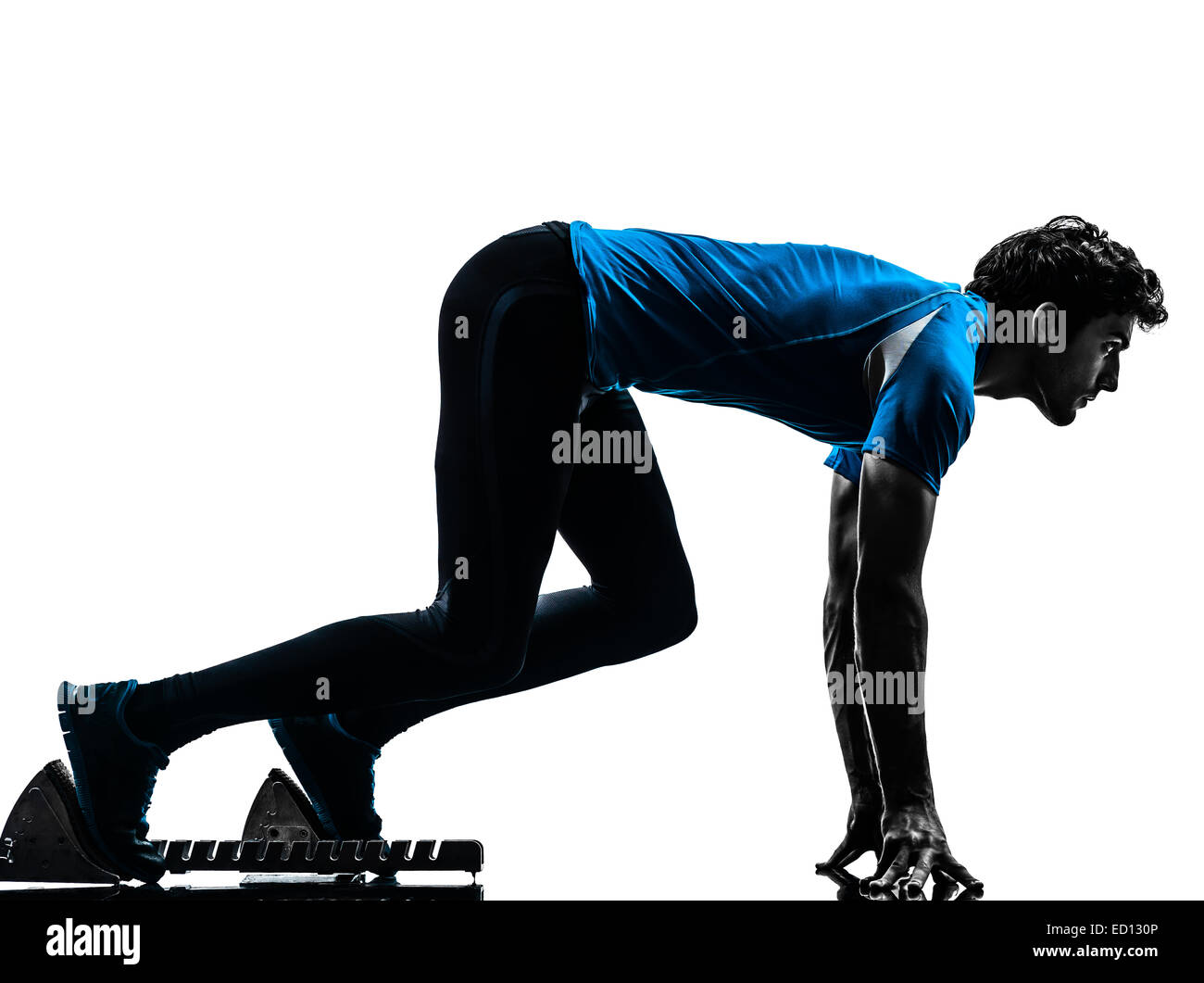 Male sprinter in blocks hi-res stock photography and images - Alamy