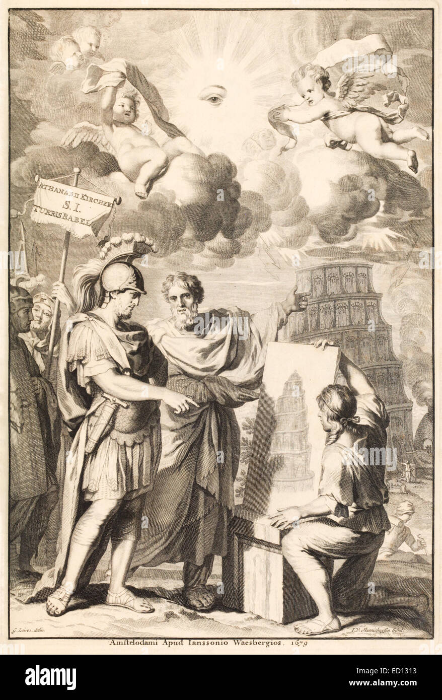 Frontispiece featuring Nimrod, from "Turris Babel" by Athanasius ...