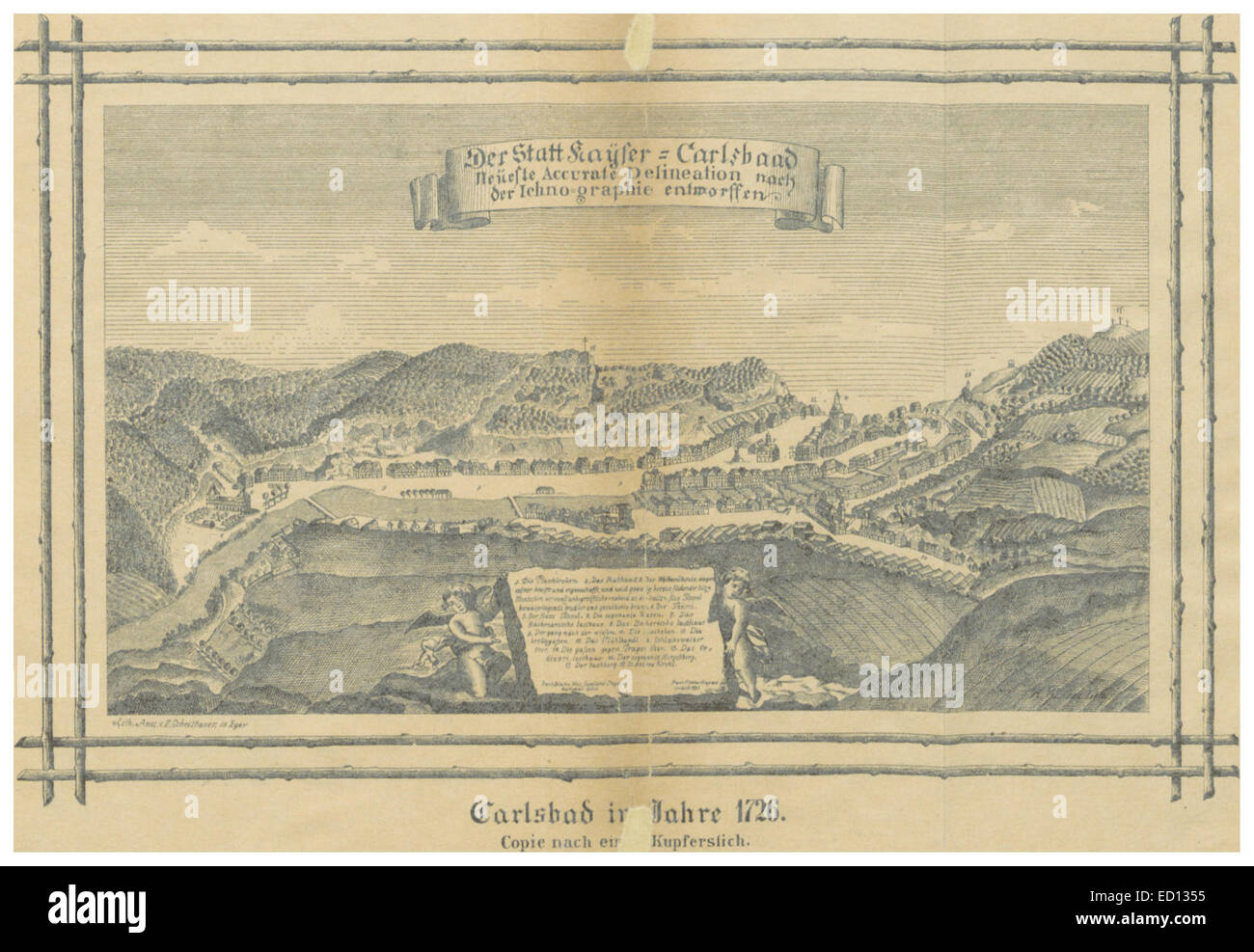 An 1883 map from *KB* depicting Carlsbad (modern-day Karlovy Vary) in ...