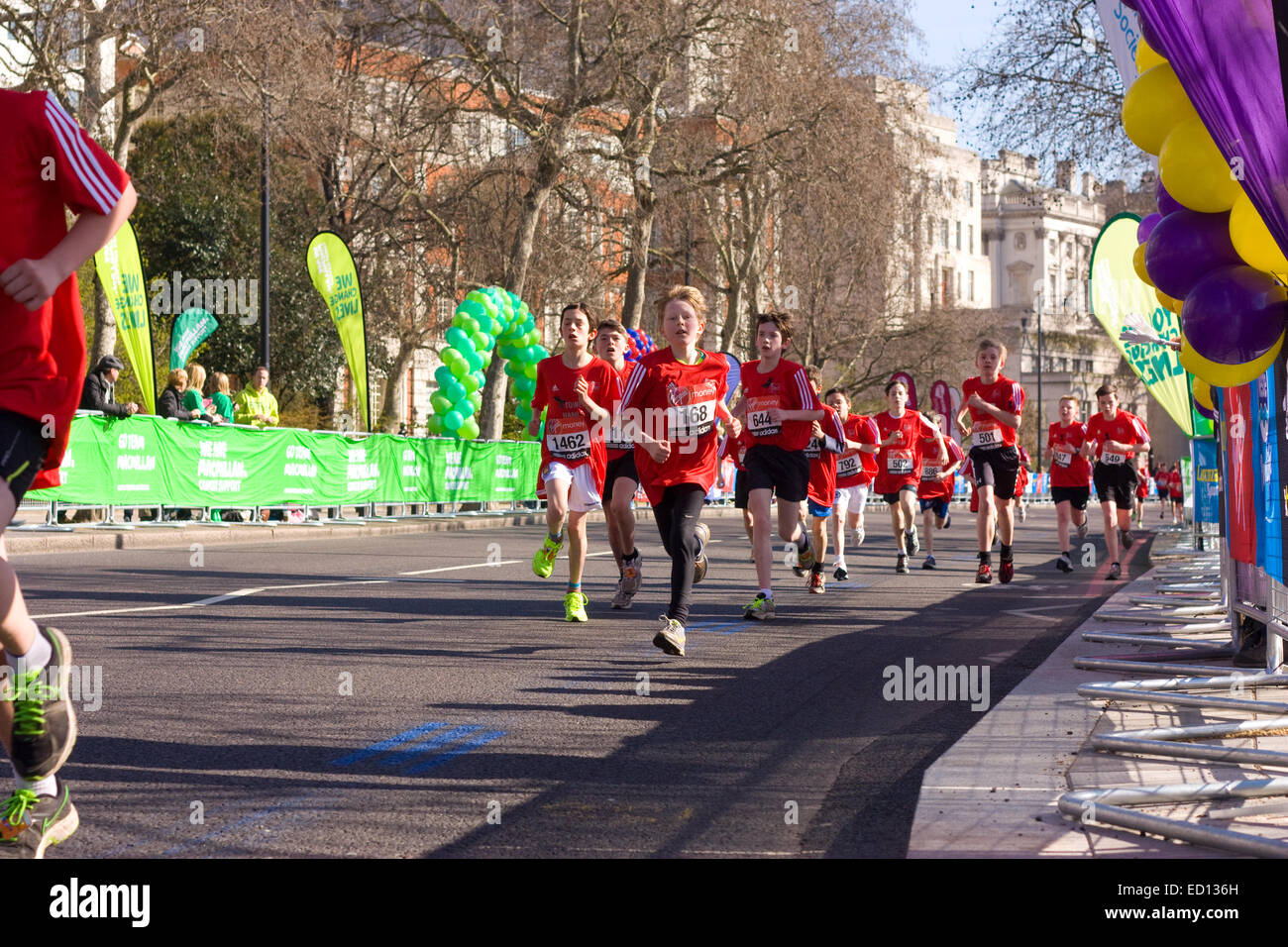 LONDON - APRIL 13: Unidentified children run the London marathon on ...