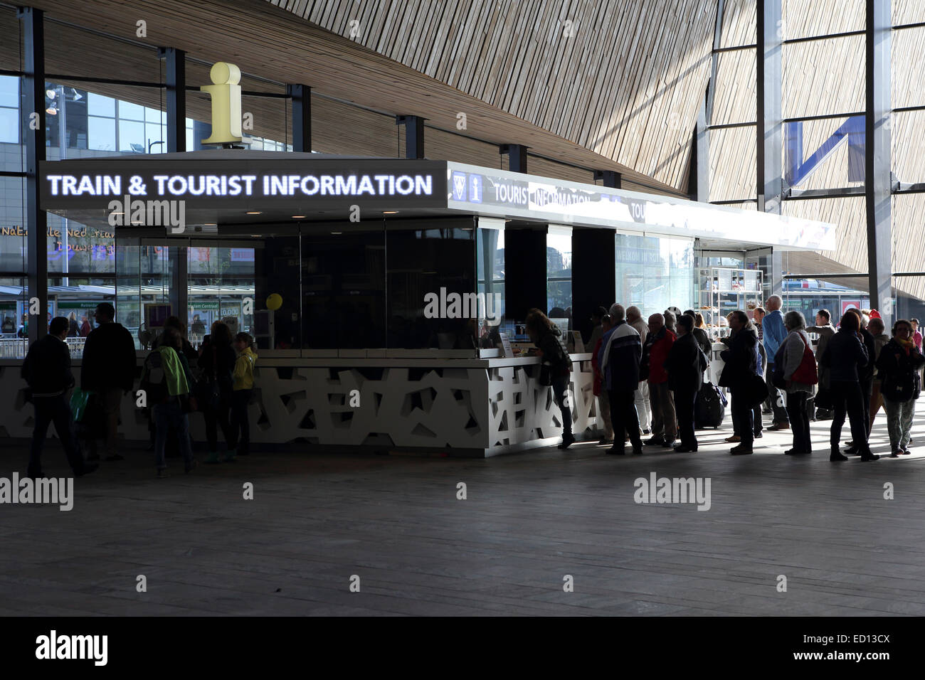 The train and tourist information desk at railway station at Rotterdam ...