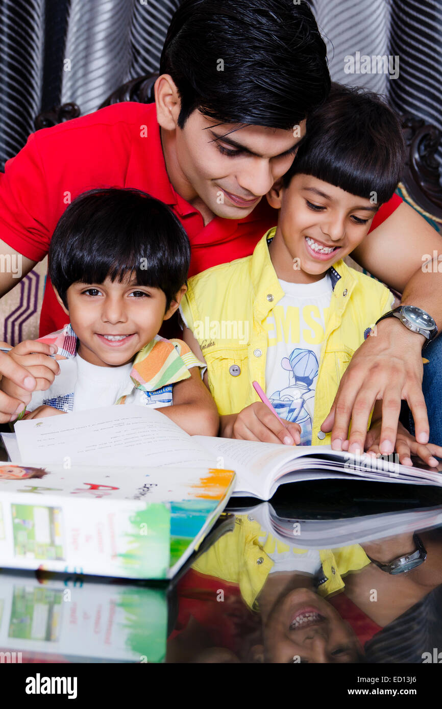 indian father child Teaching Stock Photo - Alamy
