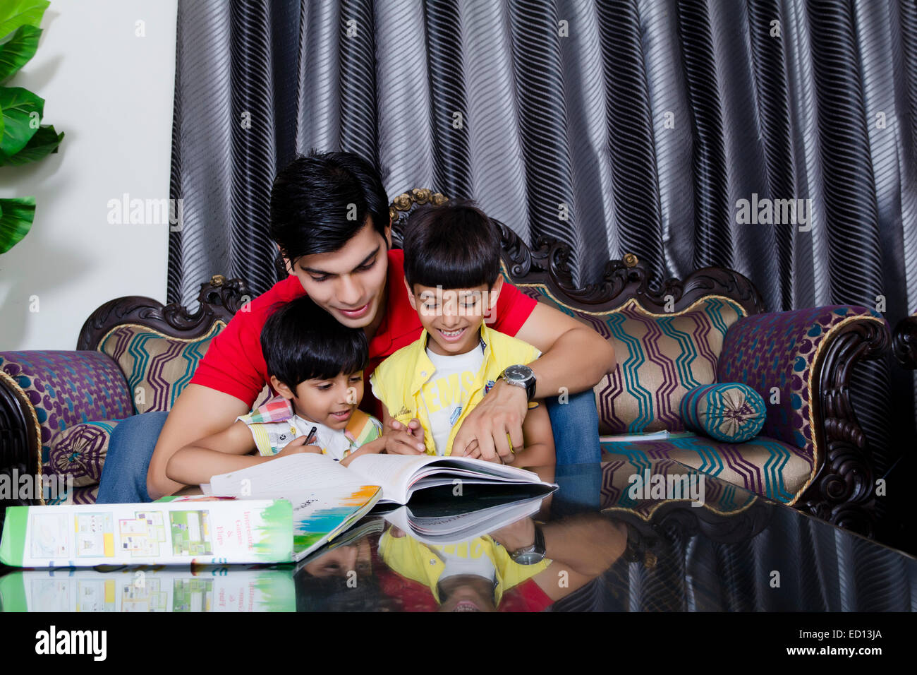 indian father child Teaching Stock Photo - Alamy