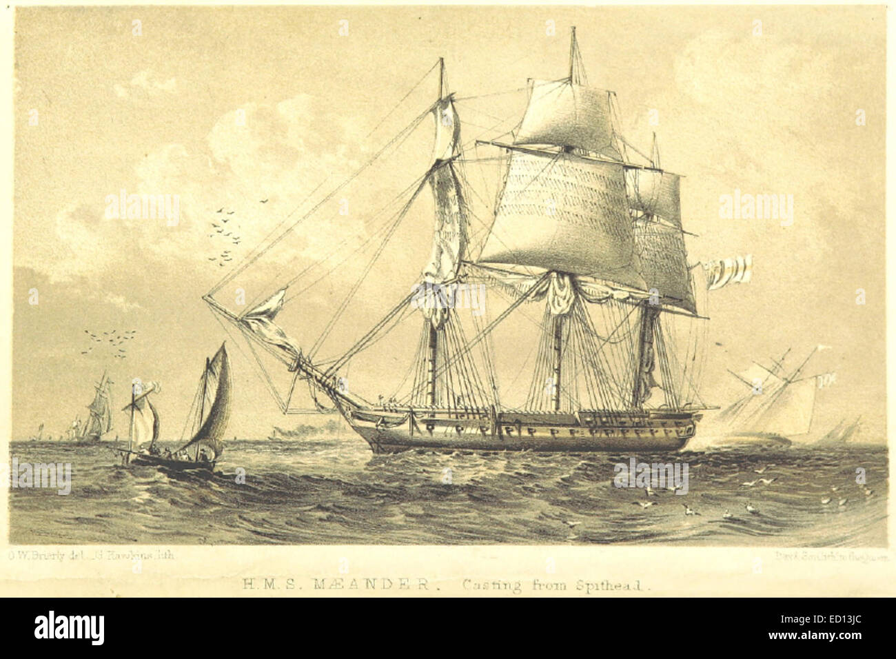 This 1853 illustration from Keppel’s work depicts the HMS *Meander*, a ...