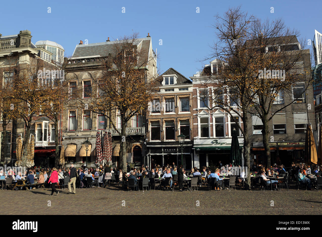 Cafes by the Plein public square in The Hague (Den Haag), the ...