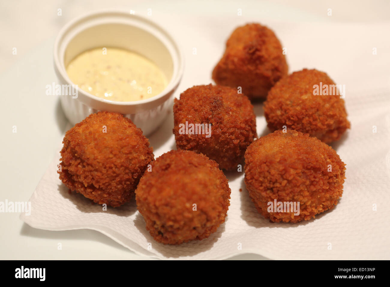 Deep fried Bitterballen served with mustard in The Hague (Den Haag ...