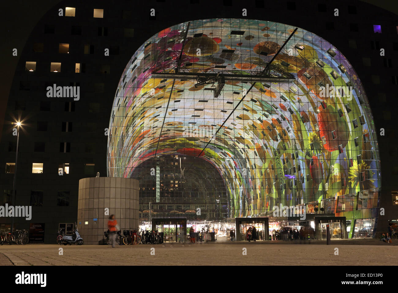 The Markthal Rotterdam at night in Rotterdam, the Netherlands Stock ...