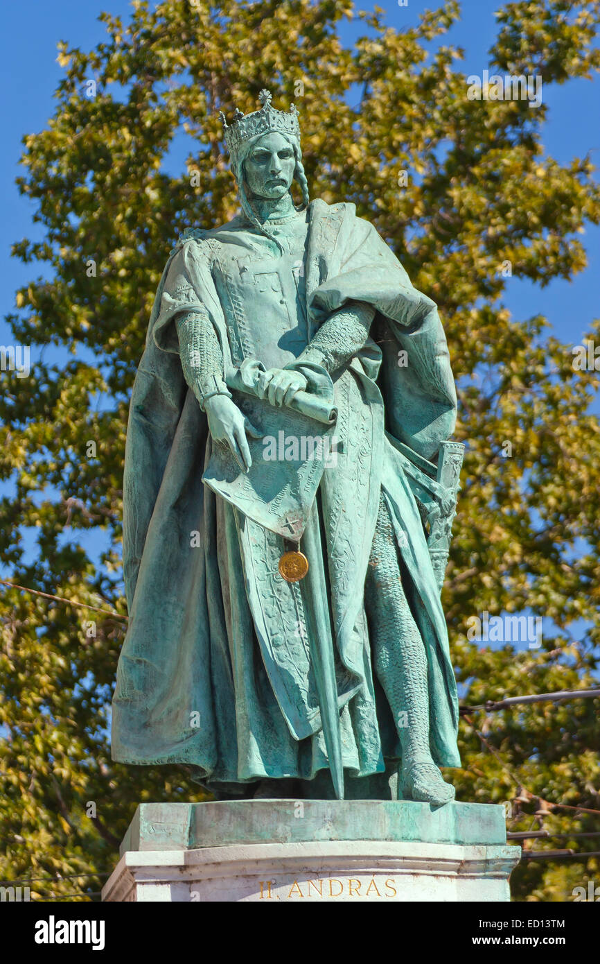Statue of Andrew II of Jerusalem, Heroes' Square in Budapest Stock ...