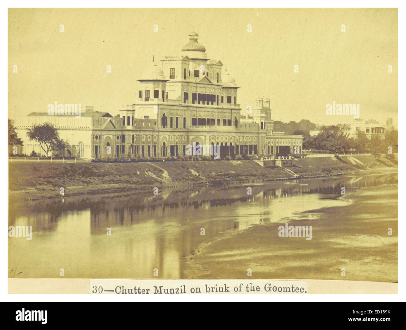 An illustration from the Lucknow Album showing Chutter Munzil, a ...