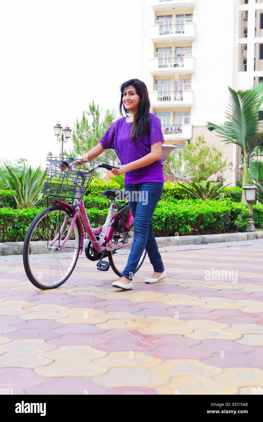 indian lady Cycle Riding Stock Photo - Alamy