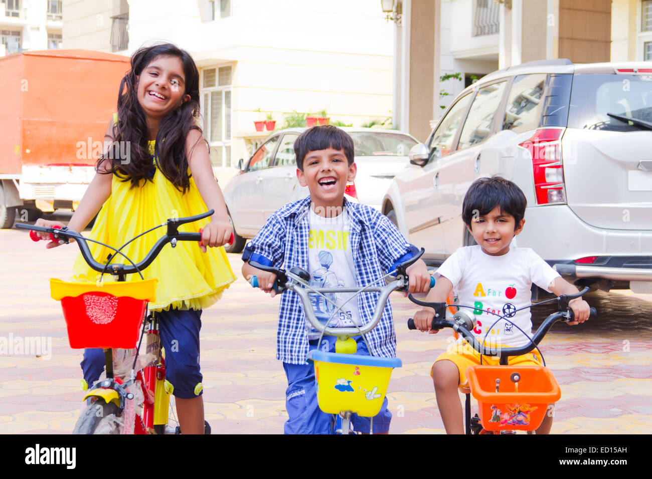 indian children Cycle Riding Stock Photo - Alamy