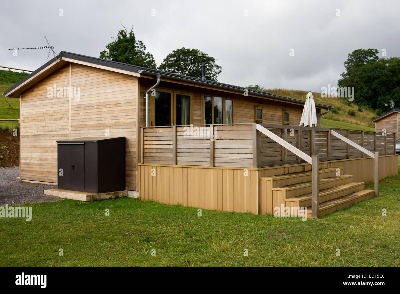 A typical rear log cabin area that is attached to most modern log ...