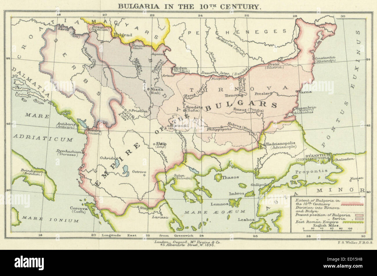 This 10th-century map of Bulgaria highlights the geographical and ...