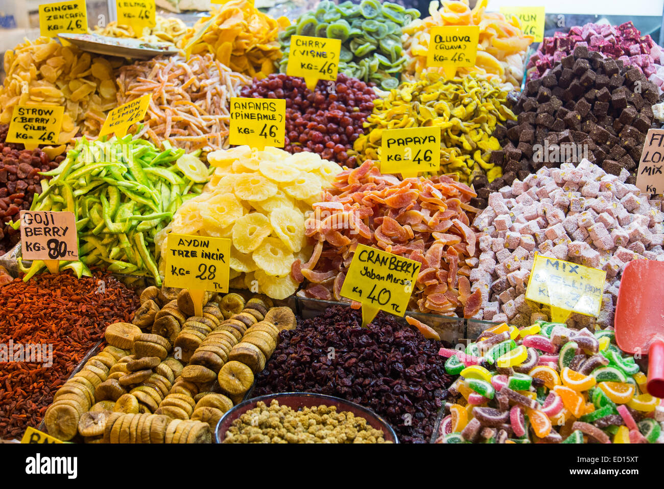 Dry fruits in Spice Bazaar, Istanbul, Turkey Stock Photo - Alamy