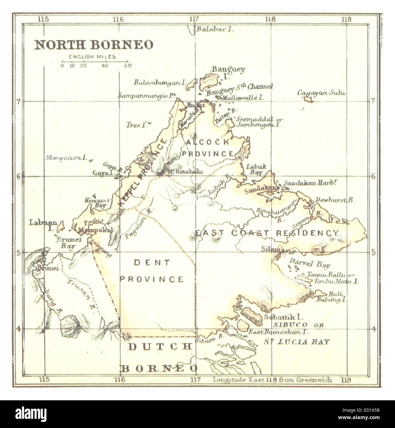 Old map of borneo hi-res stock photography and images - Alamy