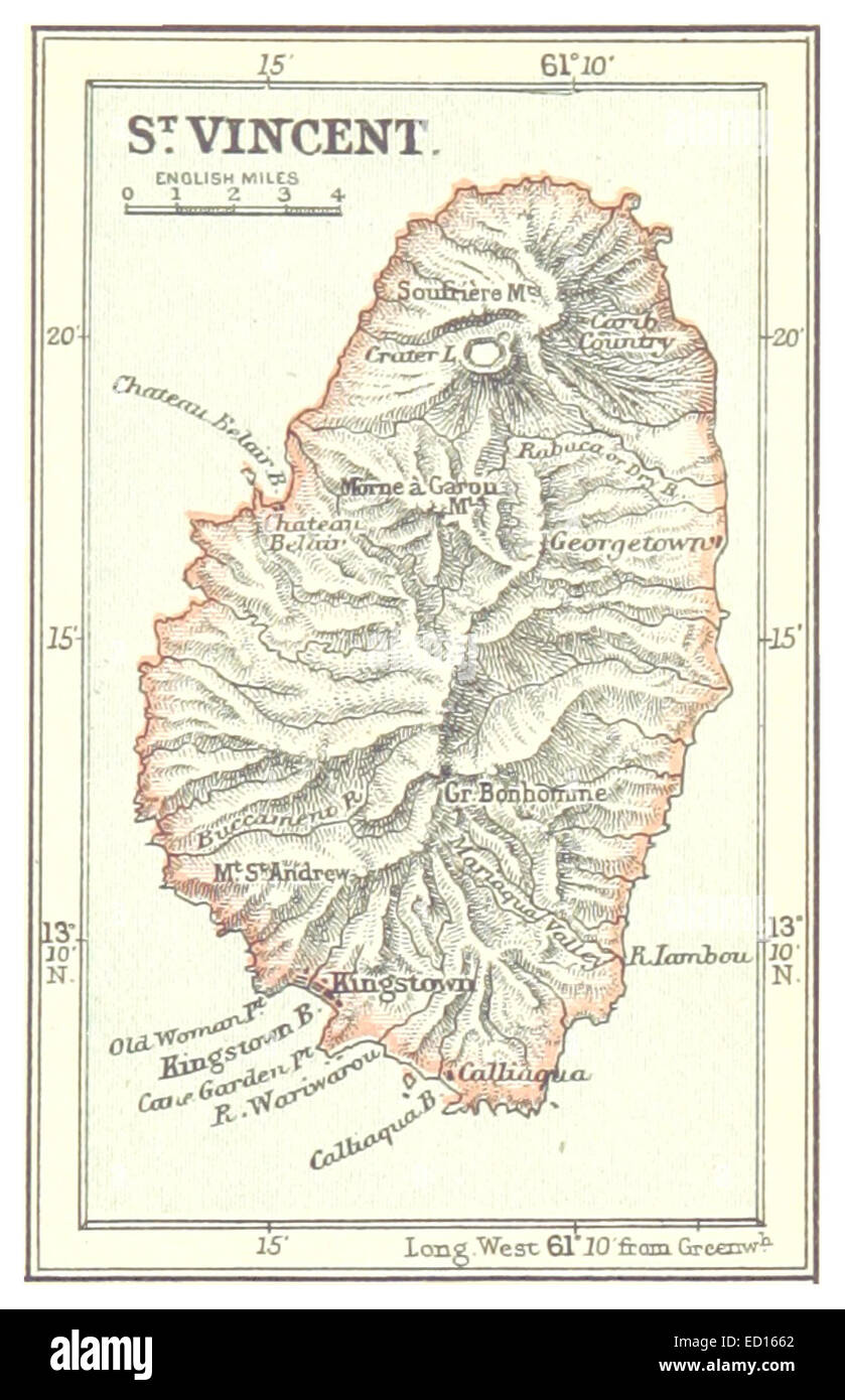 This 1888 map of St. Vincent presents a detailed view of the island’s ...