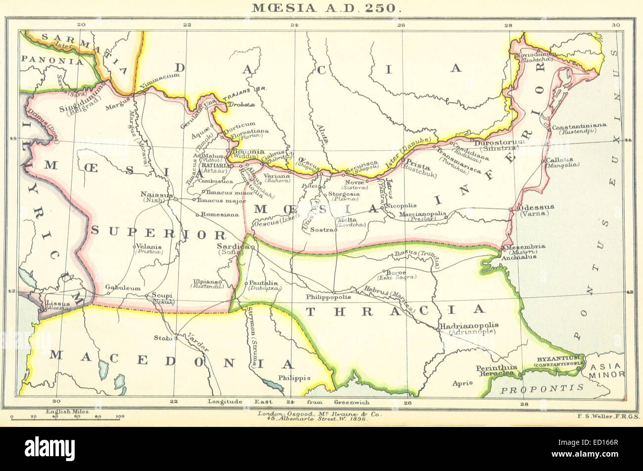 This map depicts the Roman province of Moesia around 250 AD ...