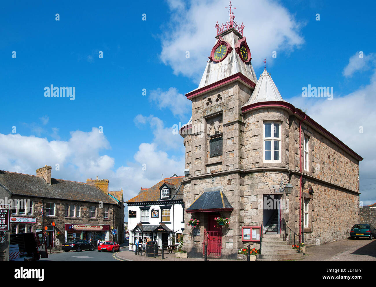 The Town hall in the historic town of Marazion in Cornwall, UK Stock ...