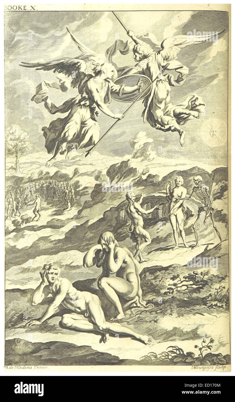 A 1695 illustration from Milton’s work, showcasing plate 10, offering ...