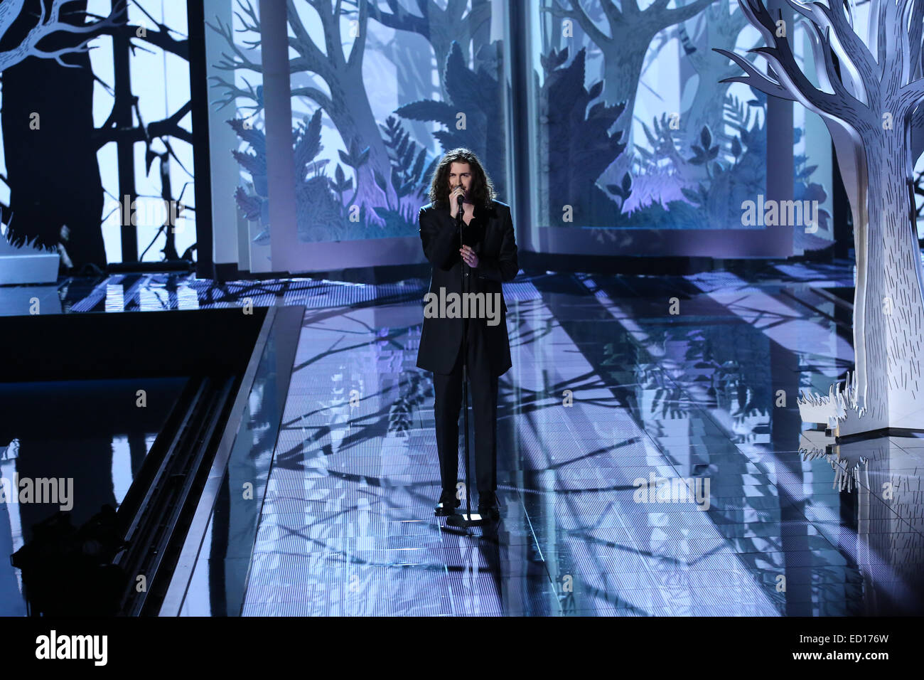 Singer Hozier performs during the 2014 Victoria's Secret Fashion Show ...
