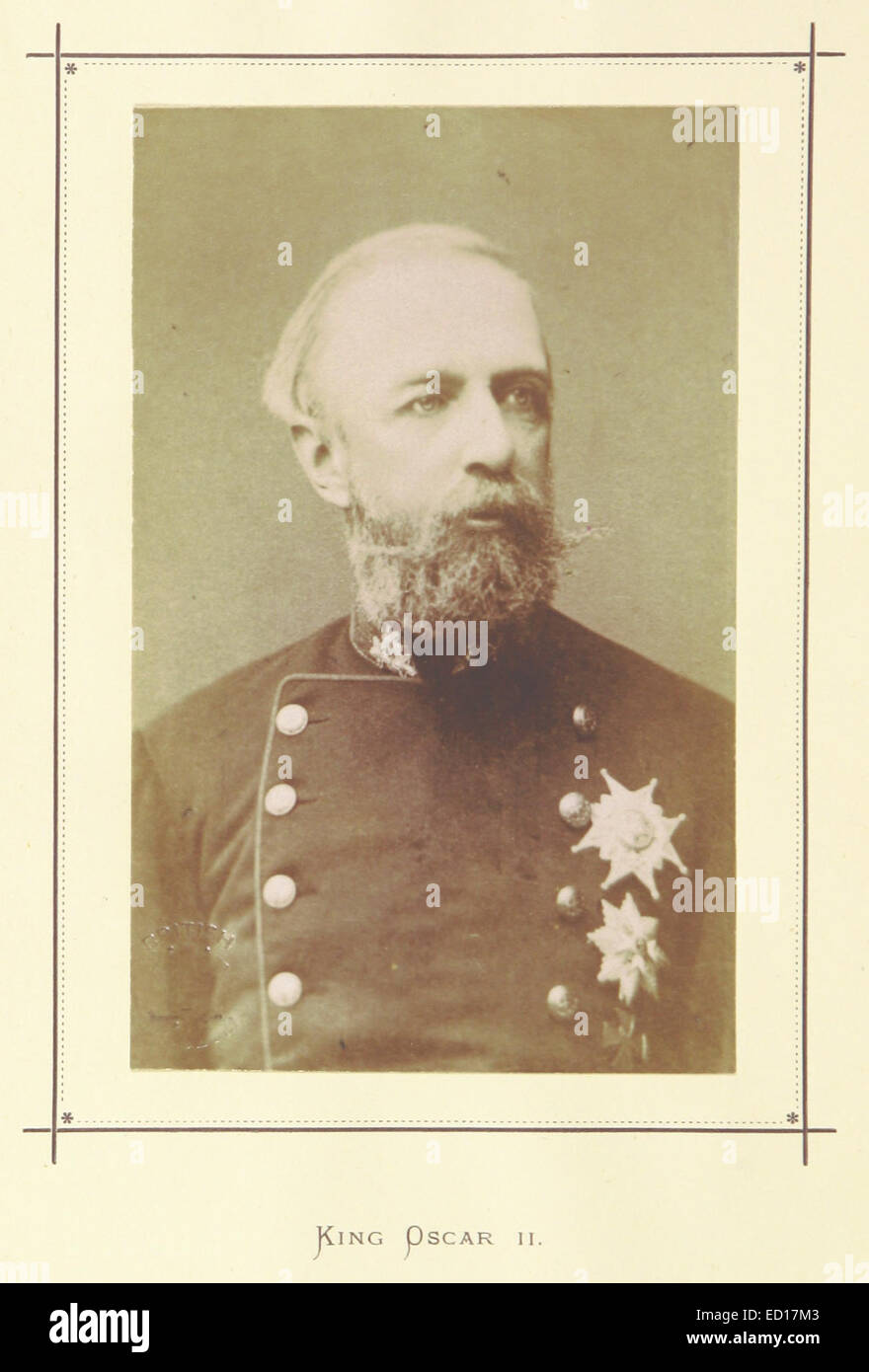 This 1884 illustration depicts King Oscar II, focusing on his likeness ...