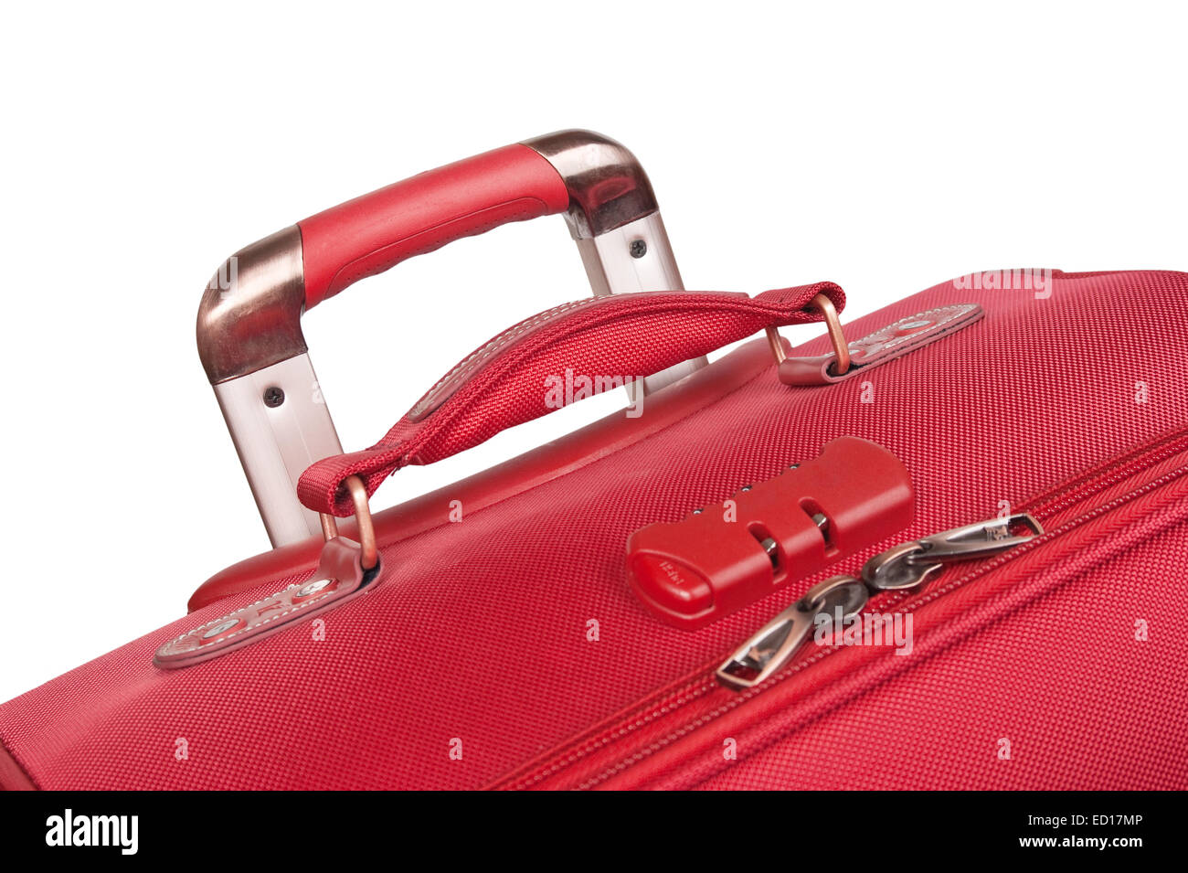 red new suitcase isolated on the white background Stock Photo - Alamy