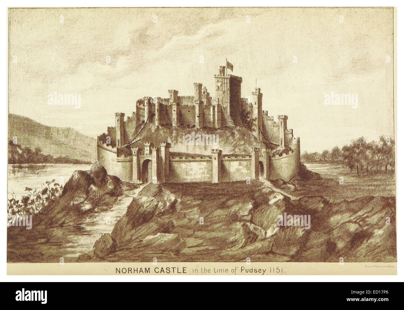 NORHAM CASTLE IN THE TIME OF PUDSEY (1151 Stock Photo - Alamy