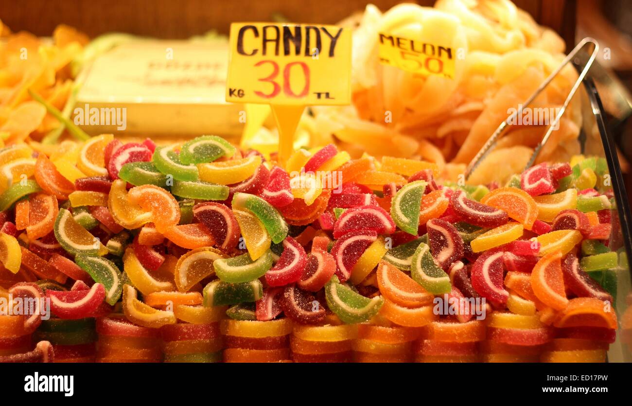 A pile of candy in Spice Bazaar, Istanbul, Turkey Stock Photo - Alamy