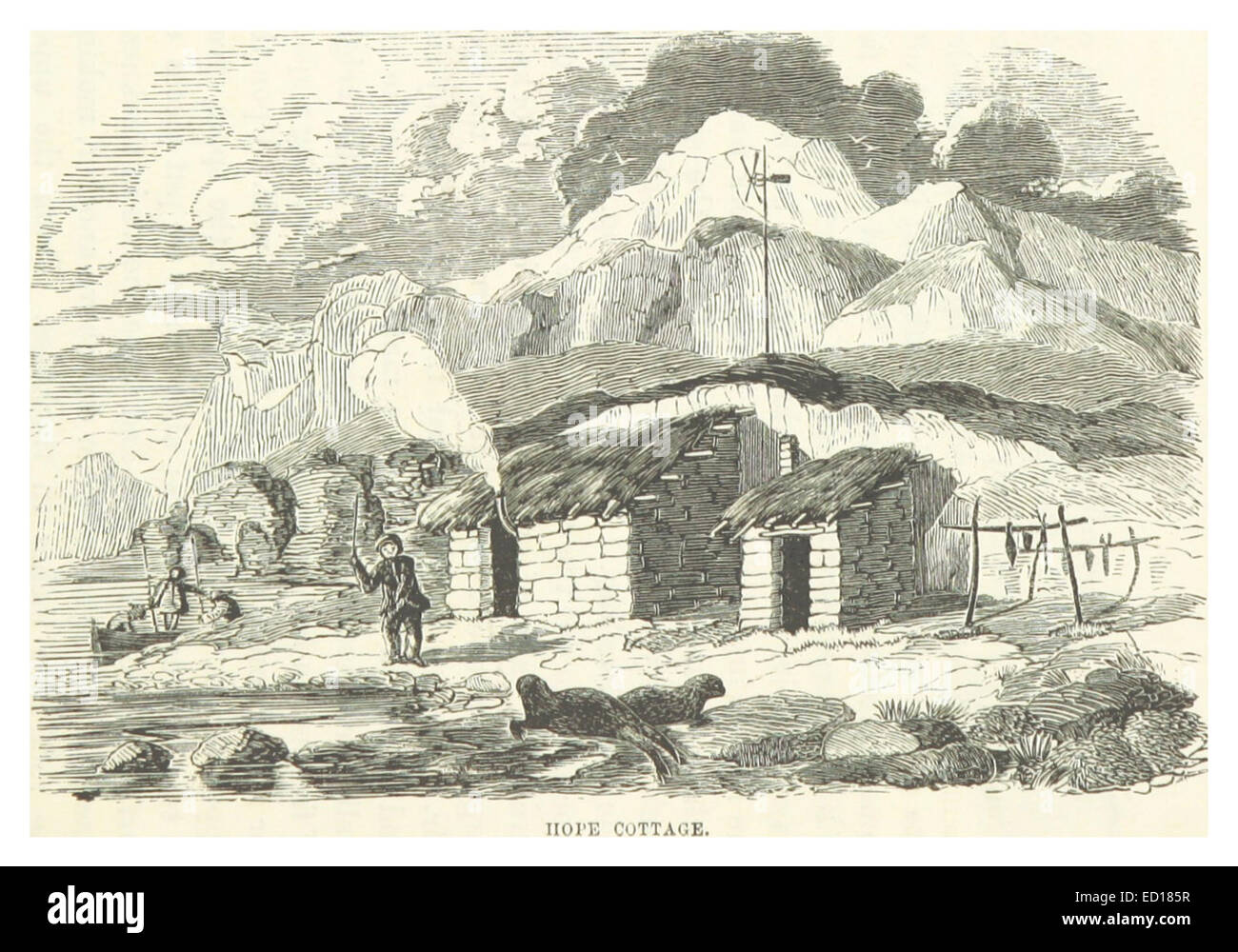 This 1850 illustration by Nunn depicts Hope Cottage, a modest dwelling ...